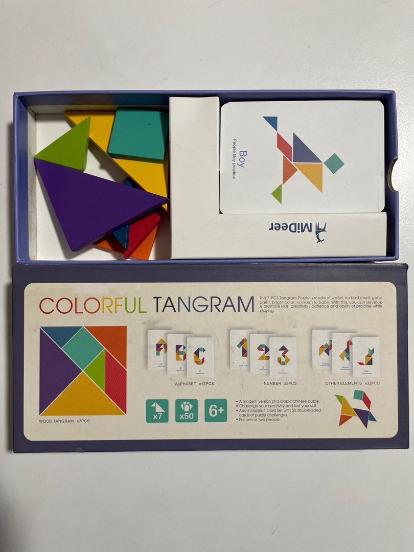 Colourful Tangram with wooden colour pieces, Hobbies & Toys, Toys ...