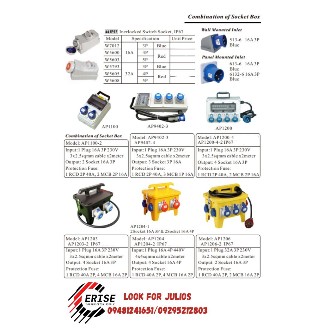 Combination of Socket Box, Commercial & Industrial, Construction Tools ...