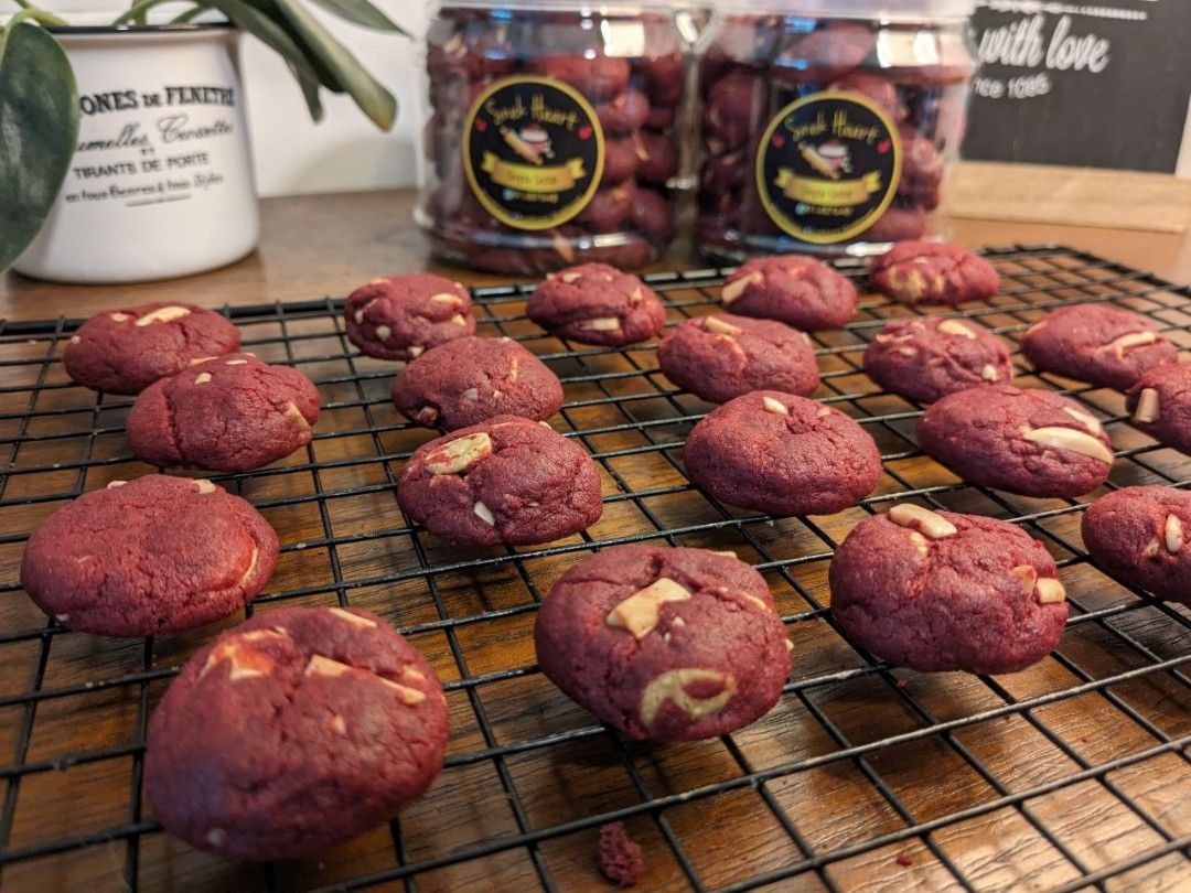 Deepavali Special Almond Red Velvet Cookies, Food & Drinks, Homemade ...
