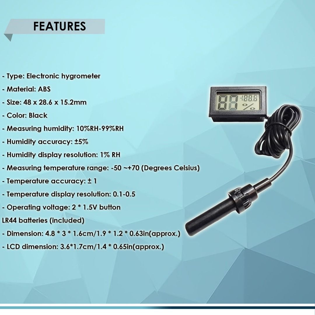 DIGITAL HYGROMETER THERMOMETER (2in1) with PROBE LCD DISPLAY, BEST FOR ...