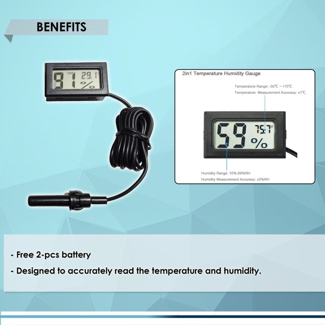 DIGITAL HYGROMETER THERMOMETER (2in1) with PROBE LCD DISPLAY, BEST FOR ...