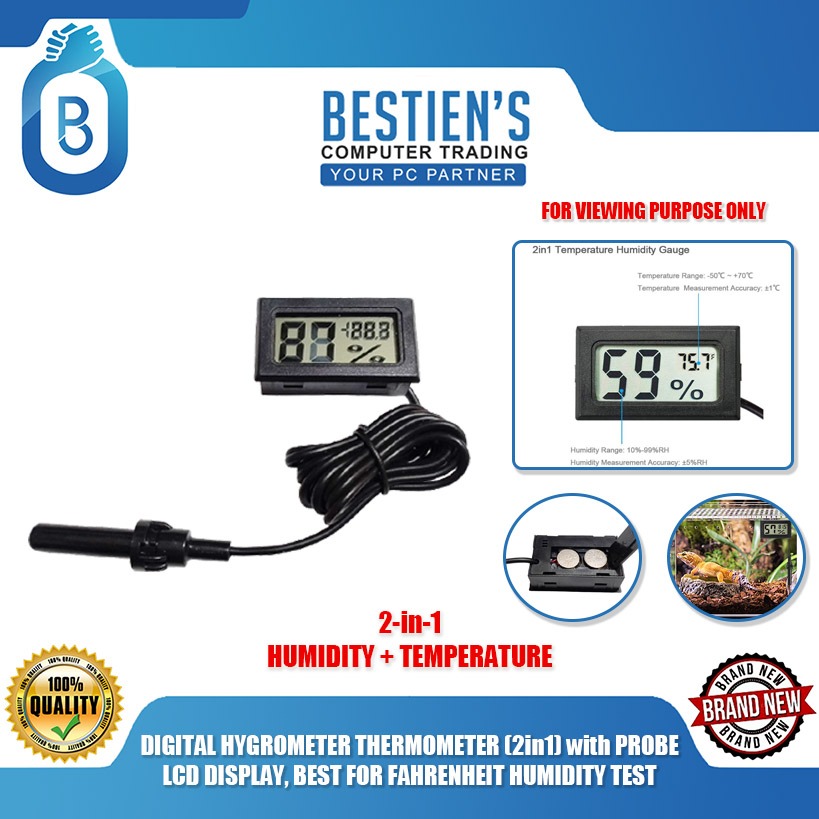 DIGITAL HYGROMETER THERMOMETER (2in1) with PROBE LCD DISPLAY, BEST FOR ...