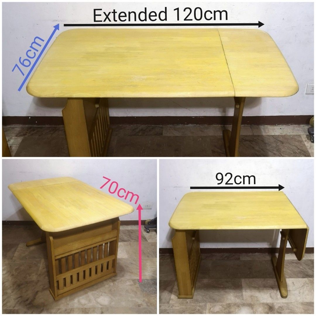 Extendable 6 seater dining table w/ condiment shelves, Furniture & Home Living, Furniture ...