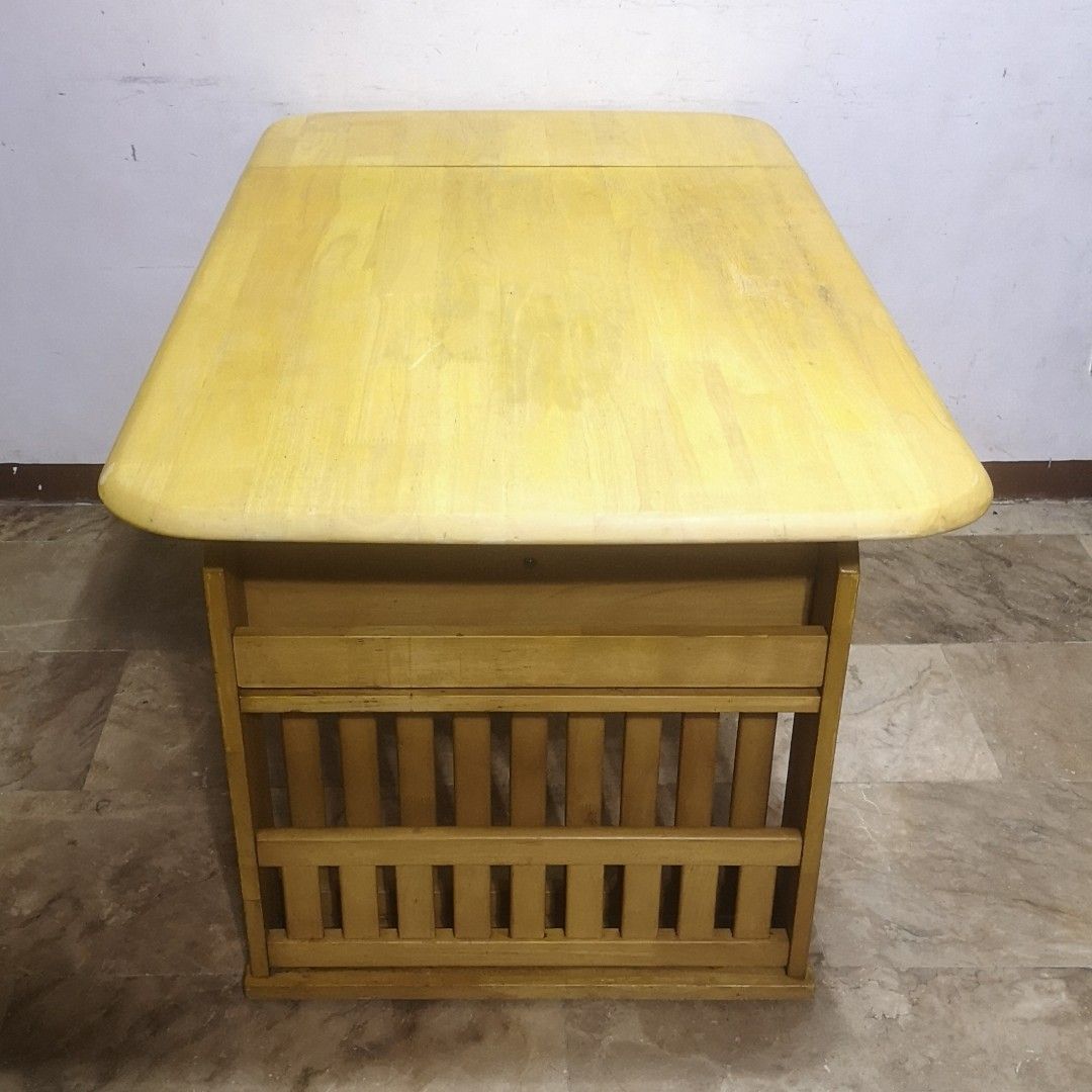 Extendable 6 seater dining table w/ condiment shelves, Furniture & Home Living, Furniture ...