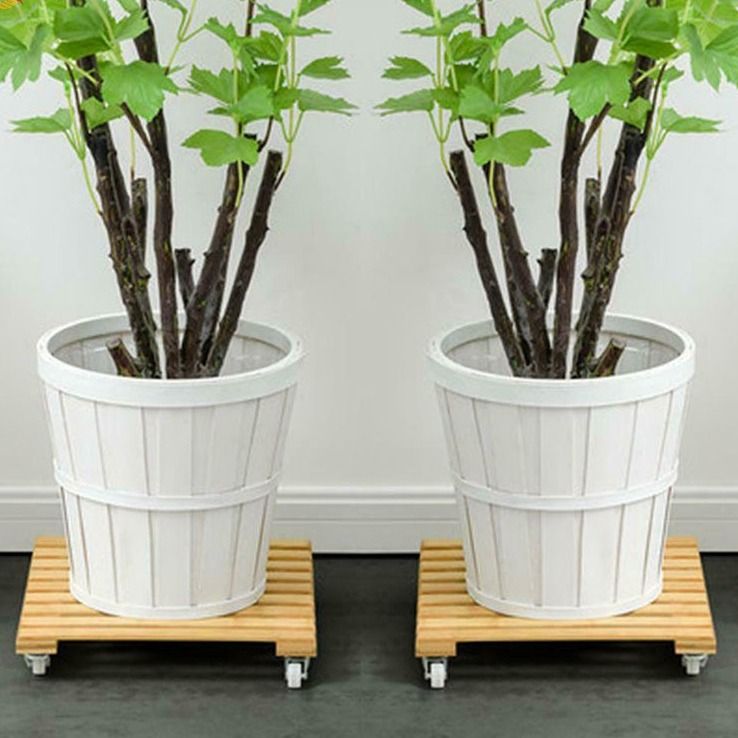 Flowerpot base Wooden Movable Plant Pot Trolley Trays Plant Stand Caddy ...