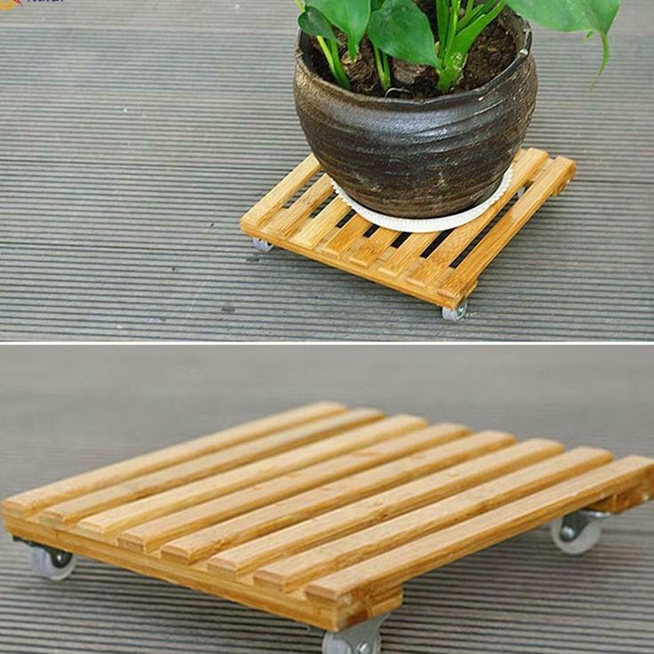 Flowerpot base Wooden Movable Plant Pot Trolley Trays Plant Stand Caddy ...