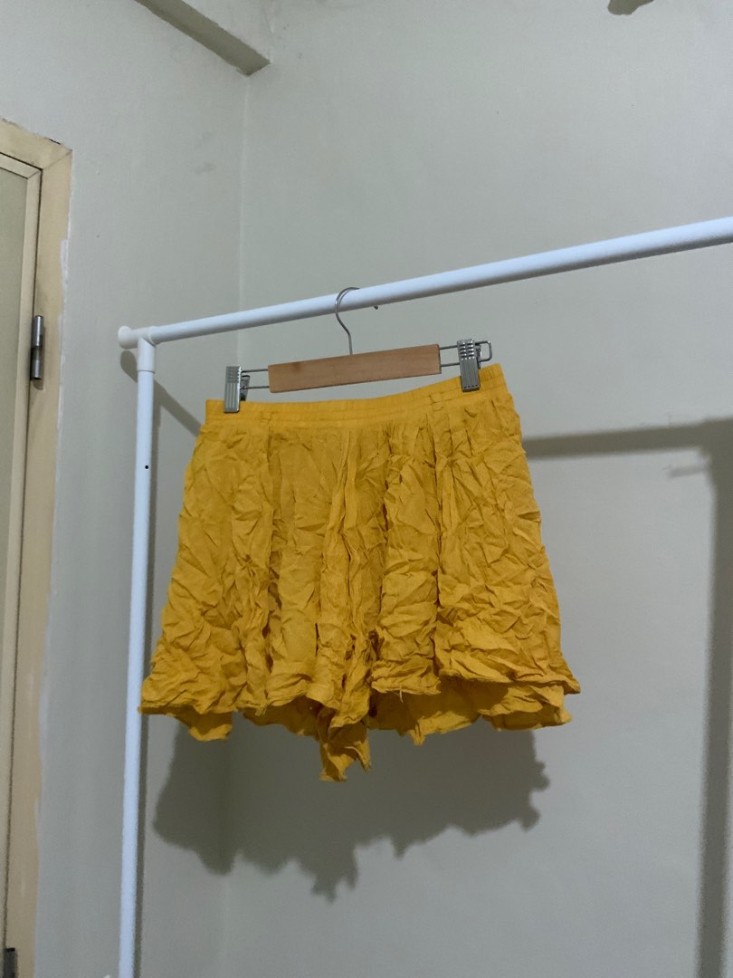 Flowy yellow skirt, Women's Fashion, Bottoms, Shorts on Carousell