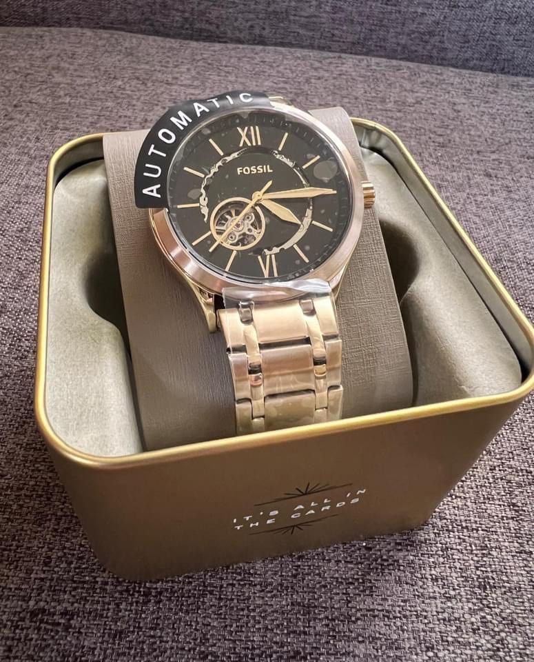 Fossil Fenmore Automatic Gold-Tone Stainless Steel Watch BQ2649 44mm ...