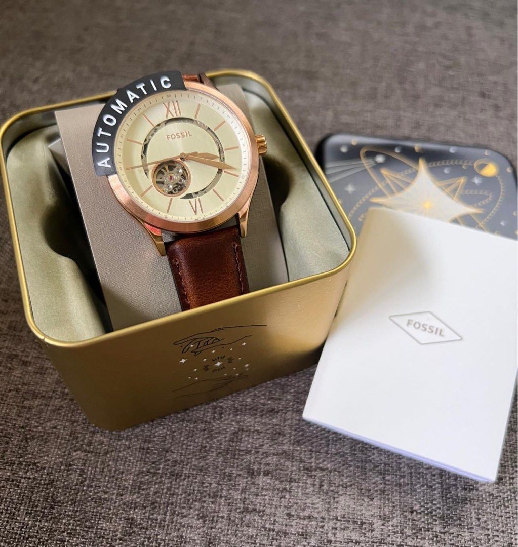 Fossil Men's Fenmore Automatic Brown Leather Watch BQ2650, Men's ...