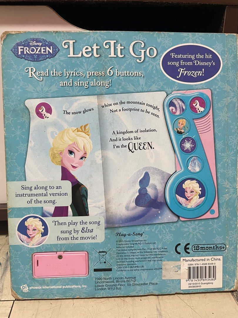 Frozen Let It Go Play a song book, Hobbies & Toys, Books & Magazines ...