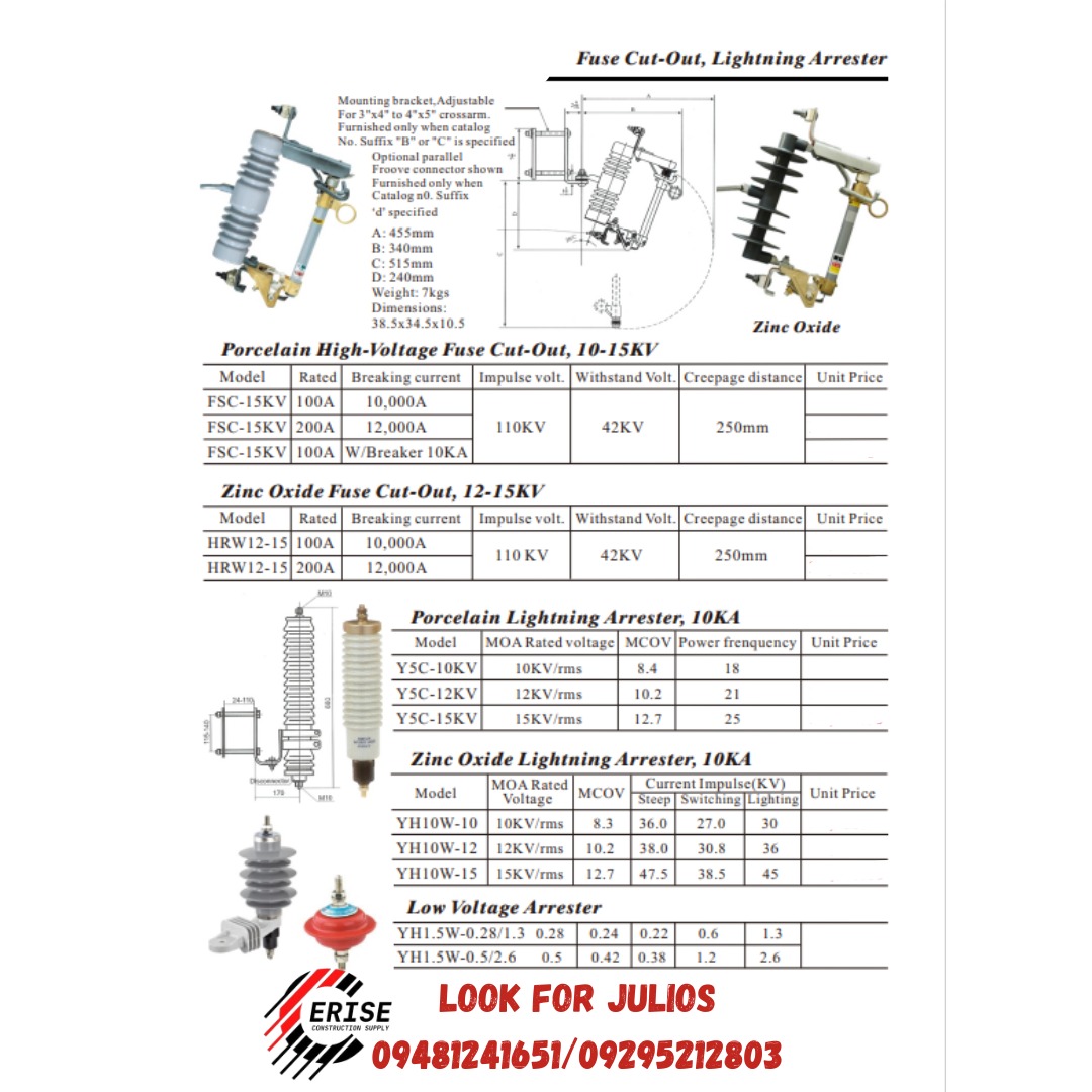 Fuse Cut-Out, Lightning Arrester, Commercial & Industrial, Construction ...