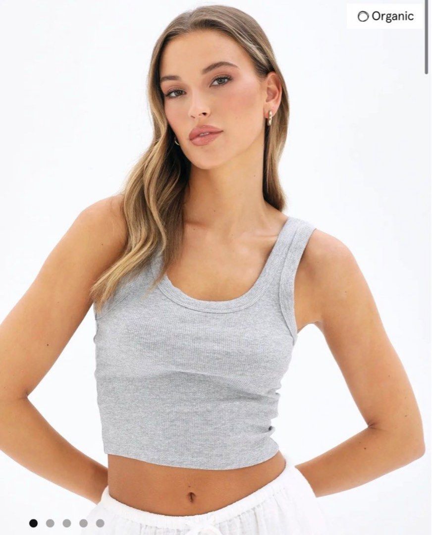Glassons Organic Basic Cropped Tank grey, Women's Fashion, Tops ...