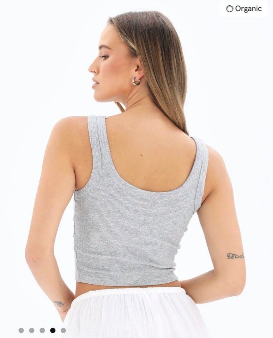 Glassons Organic Basic Cropped Tank grey, Women's Fashion, Tops ...