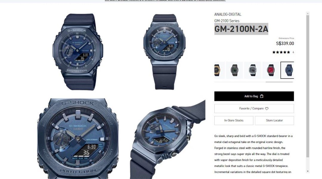 G-Shock blue casioak metal bezel, Men's Fashion, Watches & Accessories ...