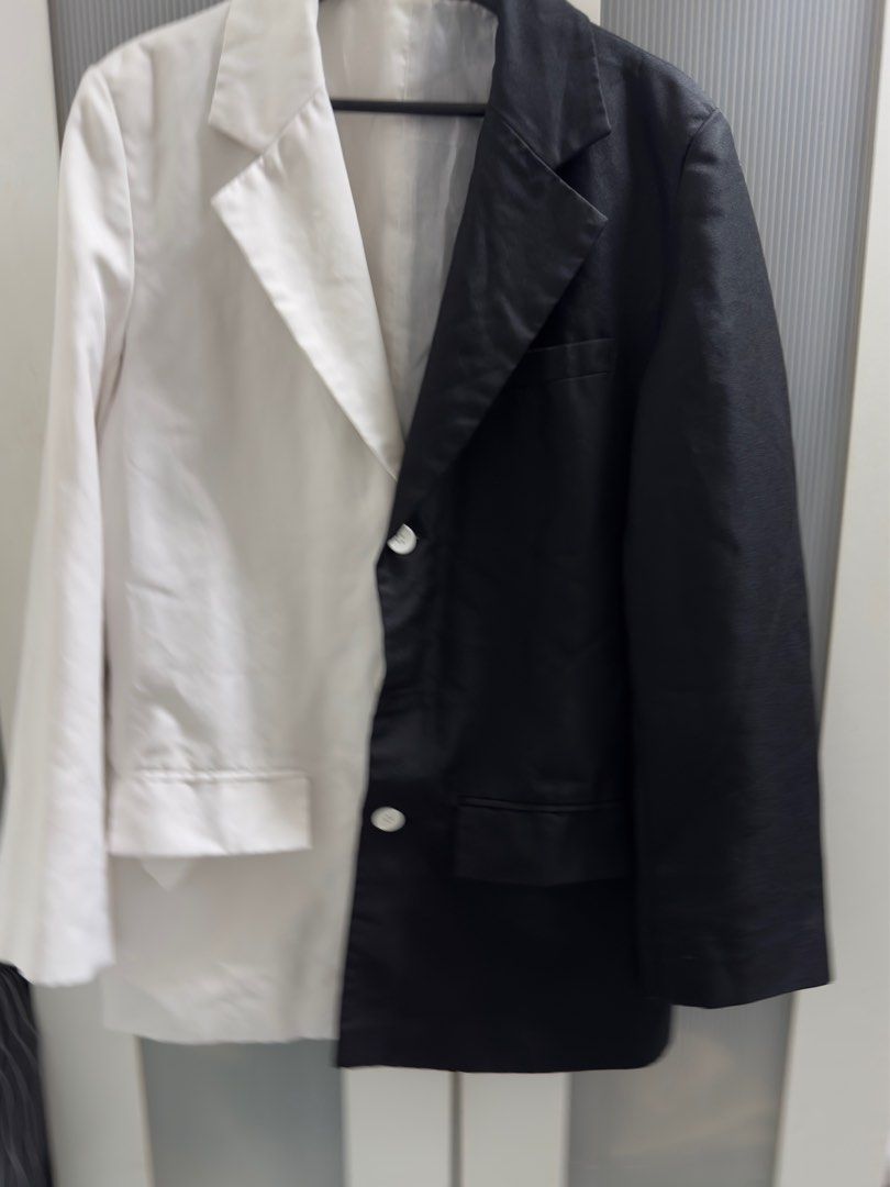 Half Black & White Blazer, Men's Fashion, Coats, Jackets and Outerwear ...