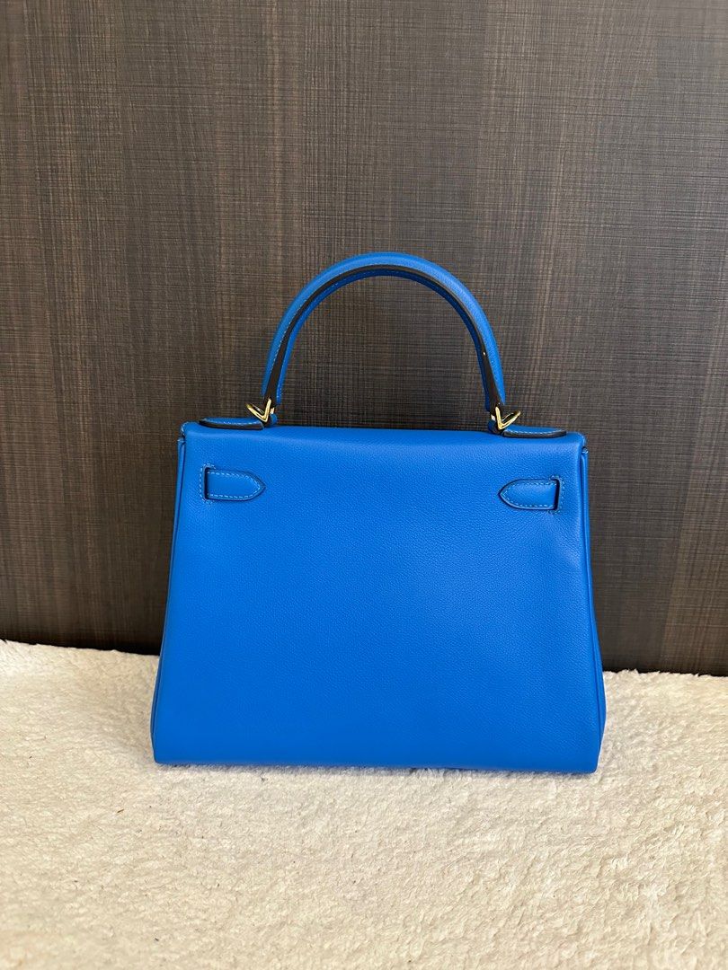 Hermes Kelly 28 Blue Hydra Evercolor GHW, Luxury, Bags & Wallets on ...