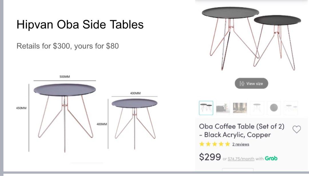 Hipvan oba side table set, Furniture & Home Living, Furniture, Tables & Sets on Carousell