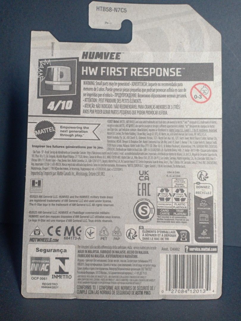 Humvee Hot Wheels First Response 4/10 HTB58 033/250, Hobbies & Toys ...