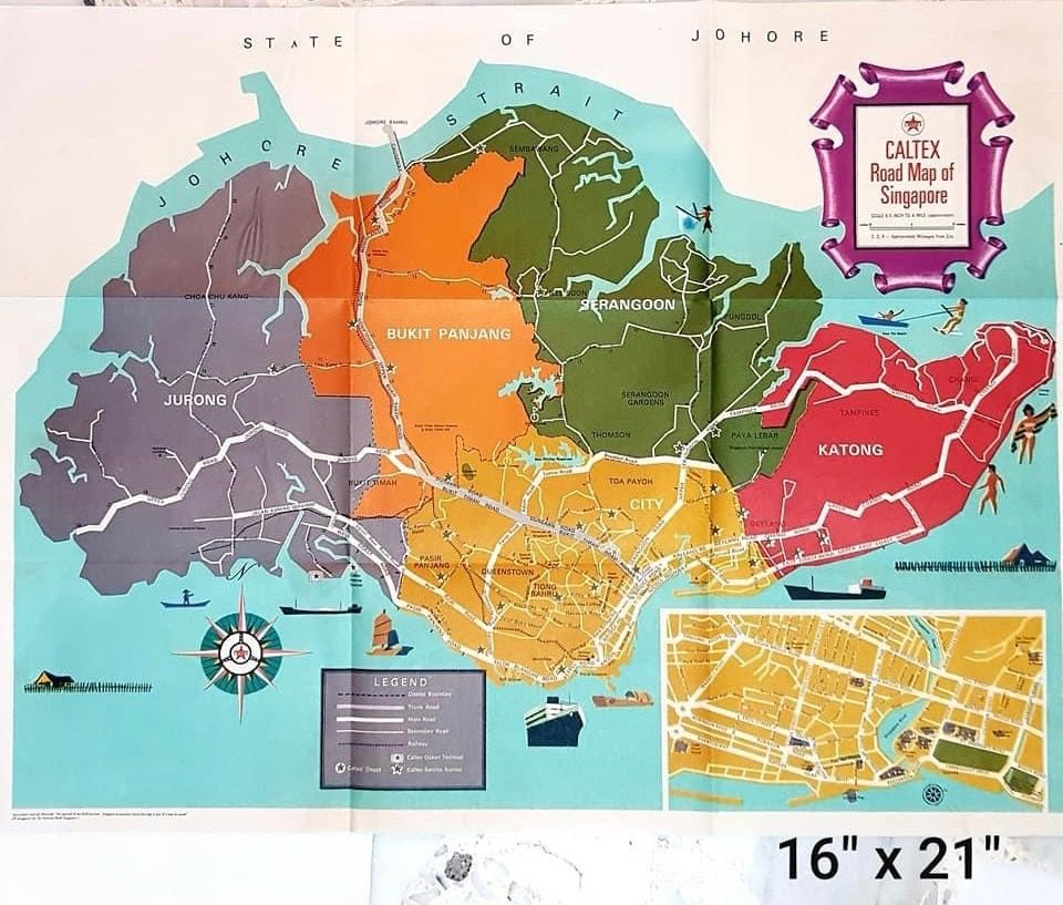 Iconic Retro 1968 Singapore Caltex Road Map Original , Hobbies & Toys ...