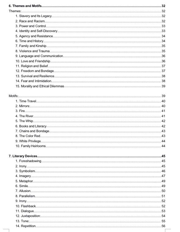 Kindred by Octavia E Butler Literature Study Guide Notes for GCE O ...