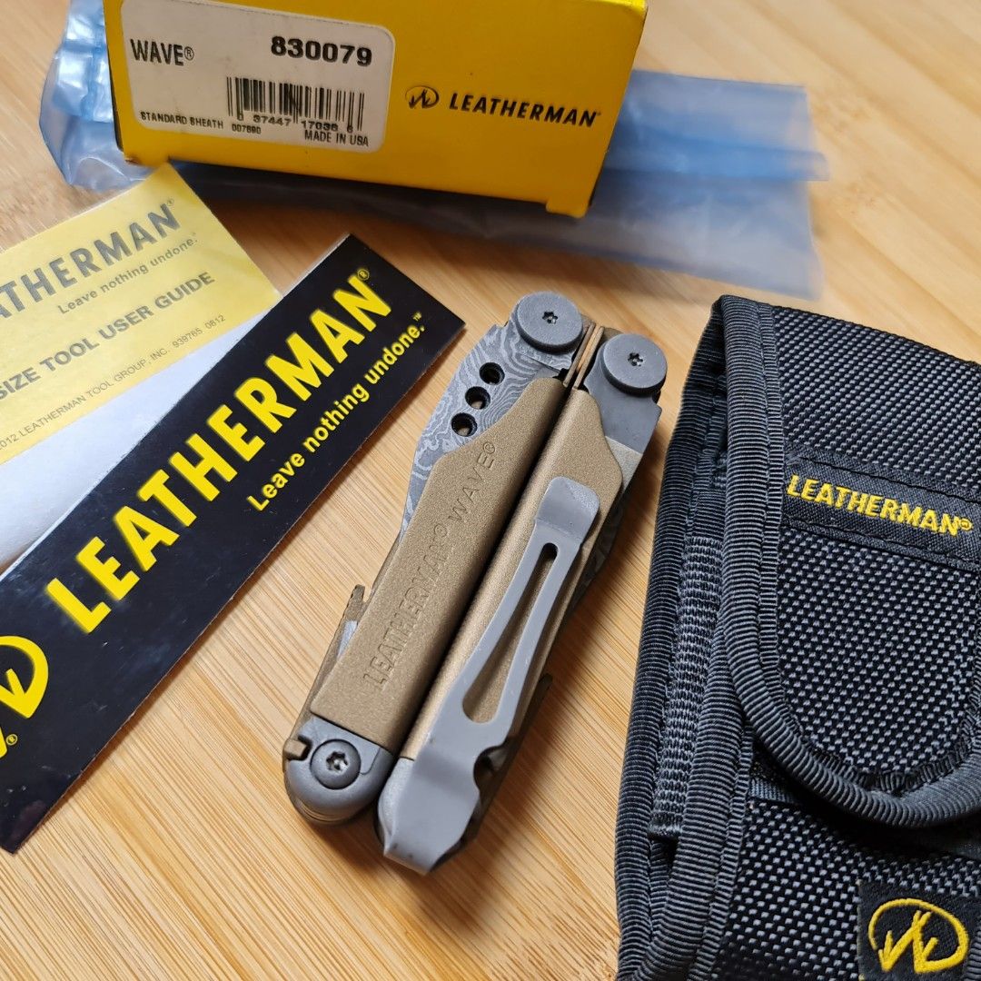 Leatherman Wave multitool dessert tan Sand Mod. Damascus multitool ...