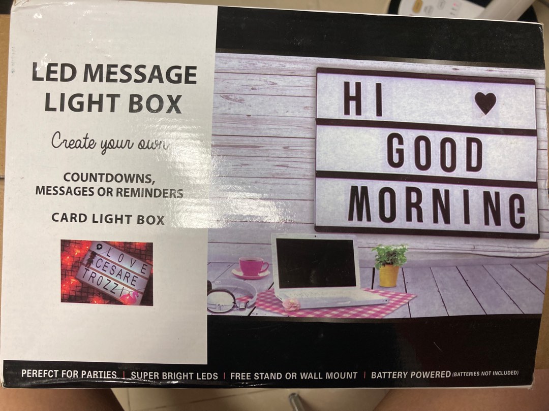 LED MESSAGE LIGHT BOX 電燈箱, 傢俬＆家居, 家居裝飾, 家居裝飾 - 其他 - Carousell