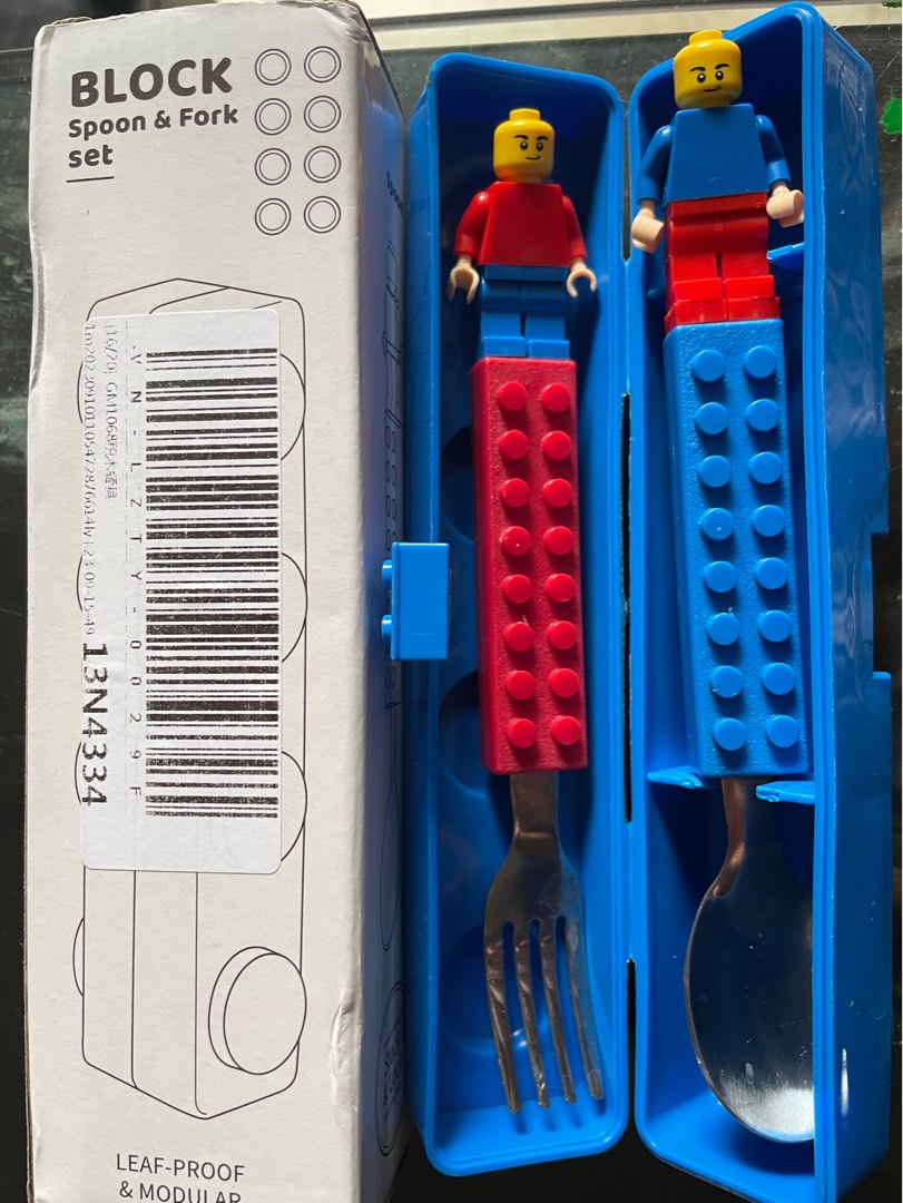 Lego block spoon and fork set for kids, Babies & Kids, Babies & Kids ...