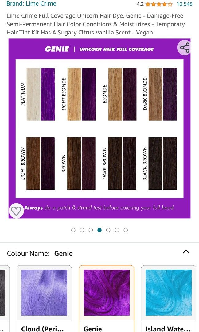 Lime crime unicorn genie hair color, Beauty & Personal Care, Hair on ...