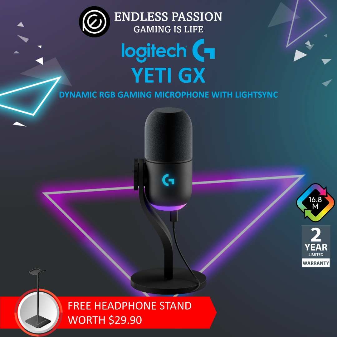 LOGITECH YETI GX DYNAMIC RGB GAMING MICROPHONE, Audio, Microphones on ...
