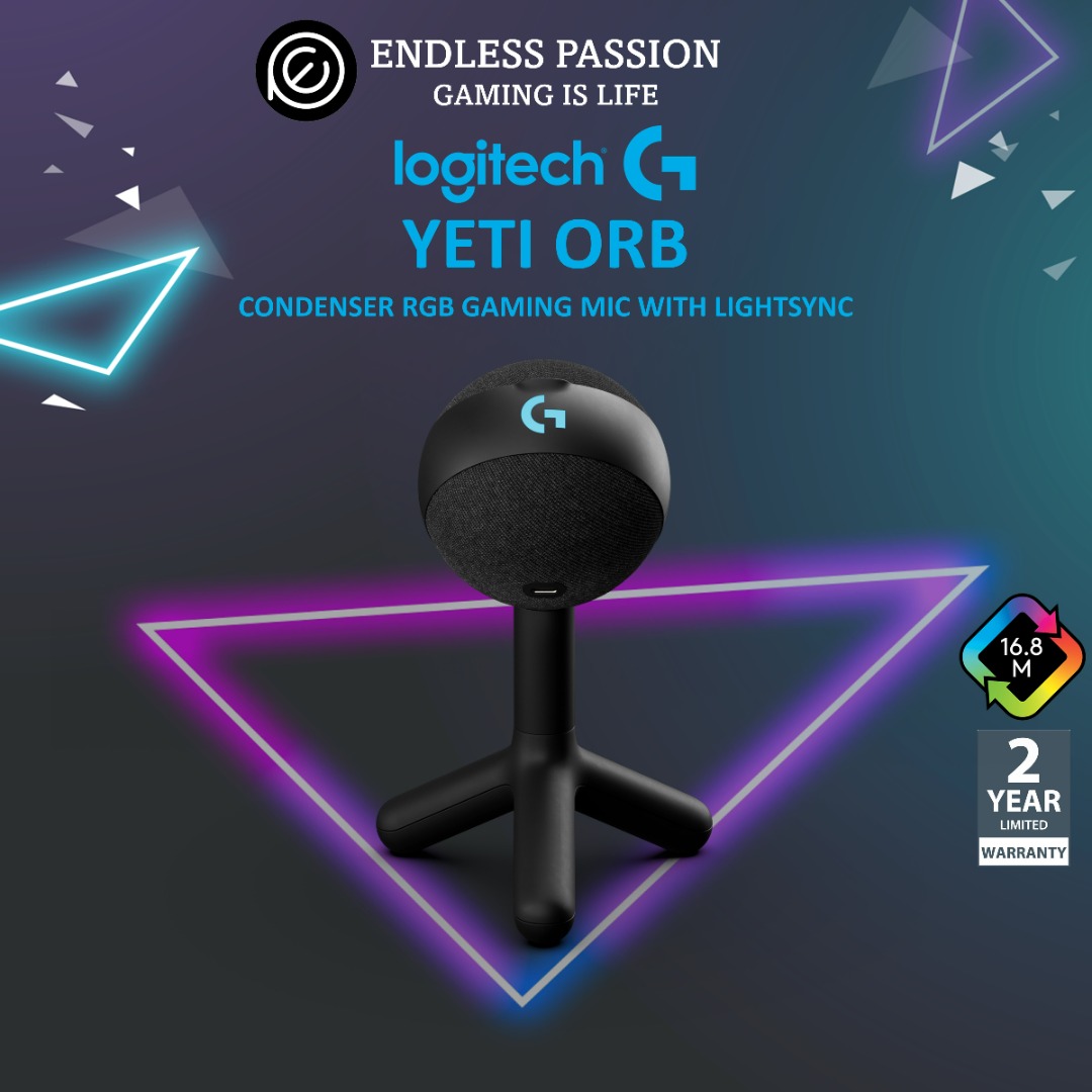 LOGITECH YETI ORB RGB GAMING MICROPHONE, Audio, Microphones on Carousell
