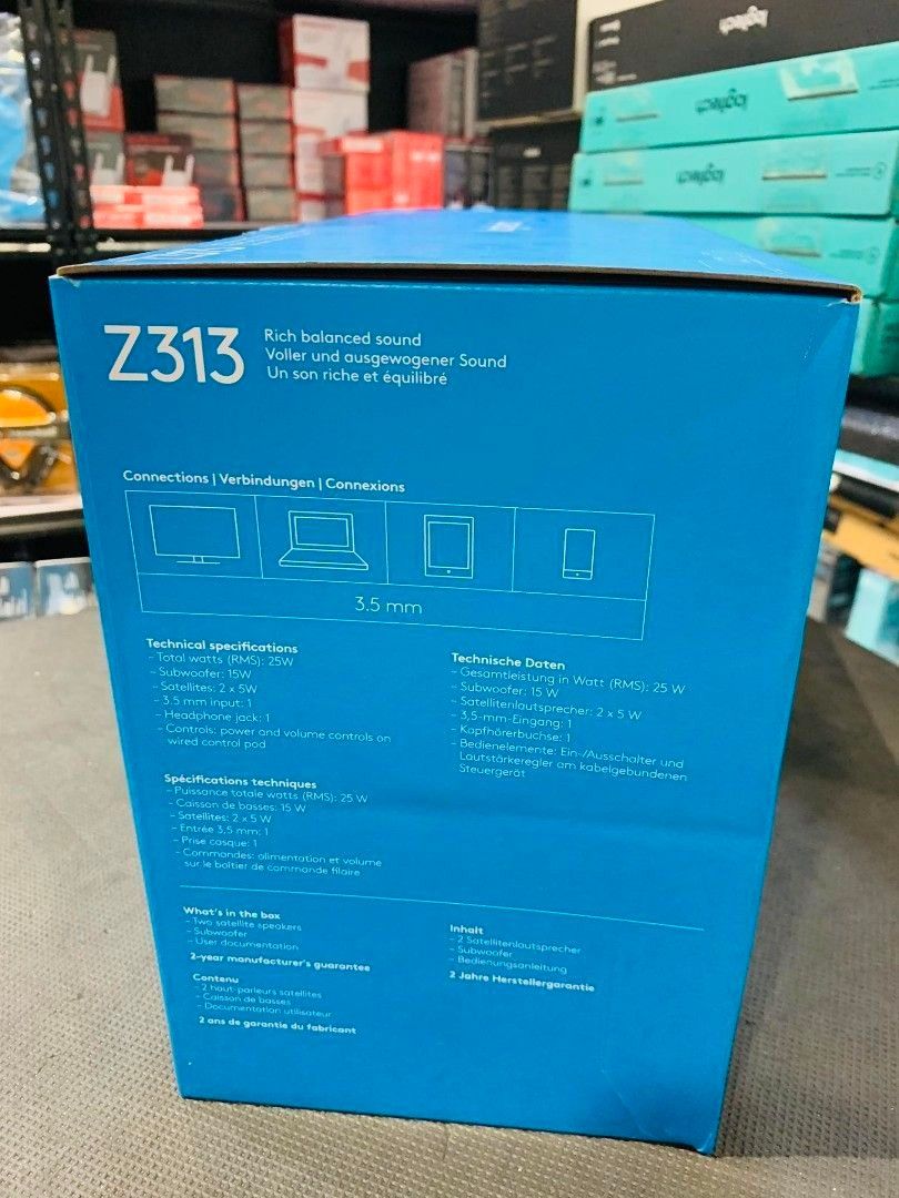 Logitech Z313 Speaker System With Subwoofer 3 5mm Input 50 Watts Peak25 Watts Rms Power Audio