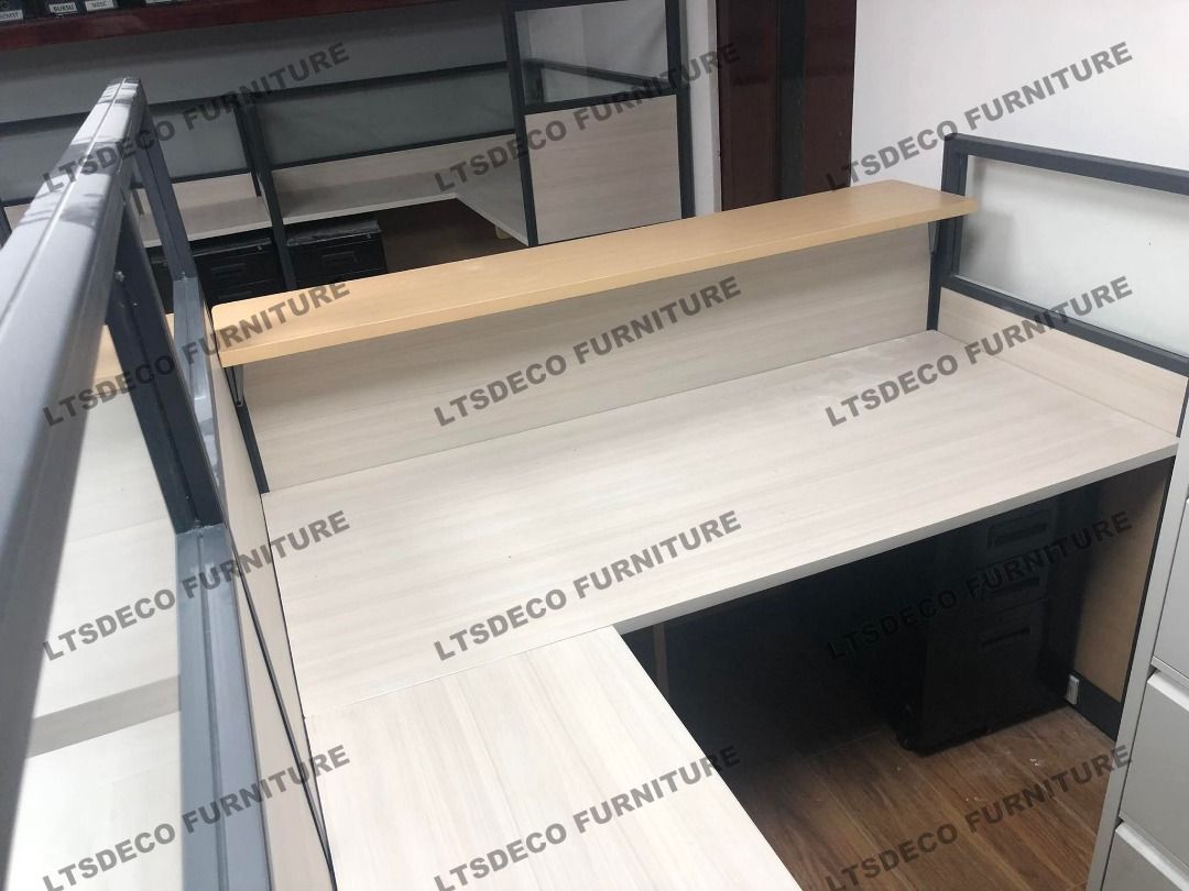 L-Shape Cubicle with Counter Top Office Partition, Furniture & Home ...