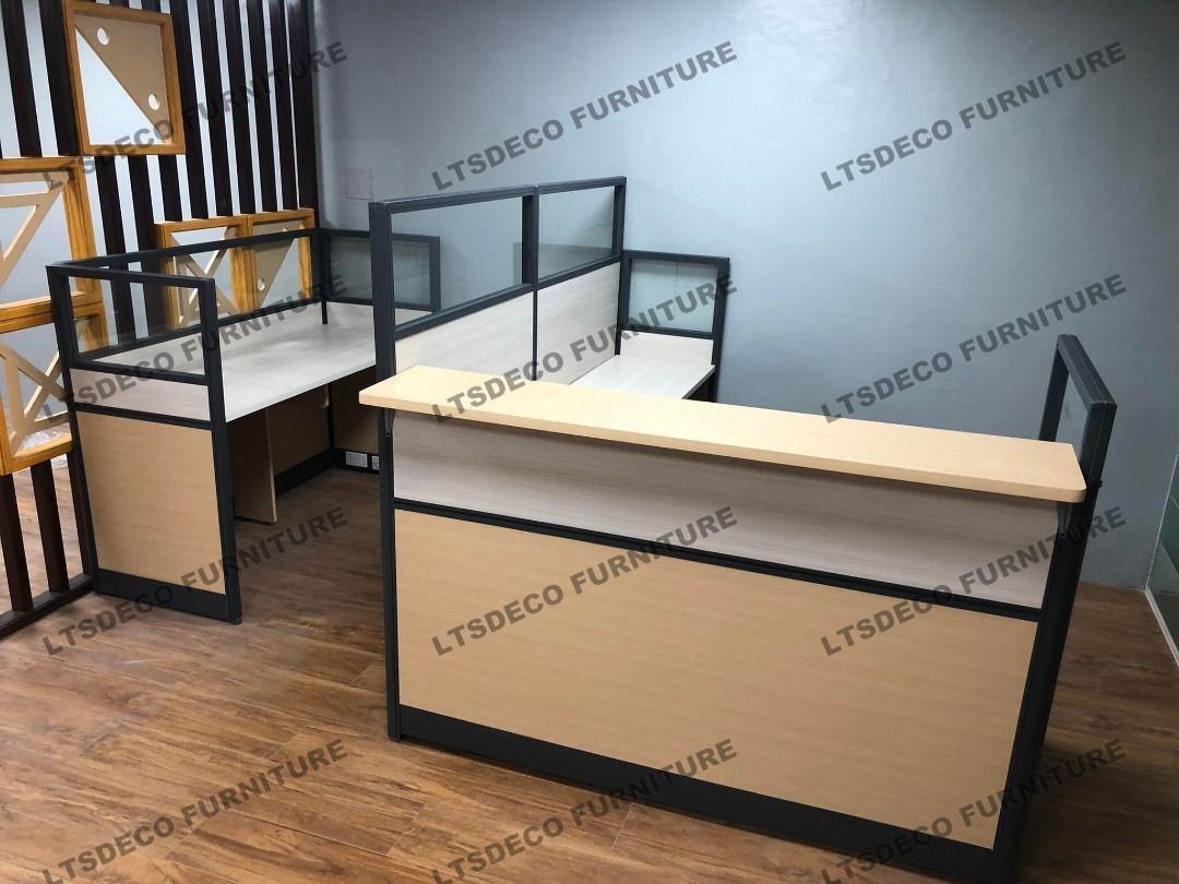 L-Shape Cubicle with Counter Top Office Partition, Furniture & Home ...