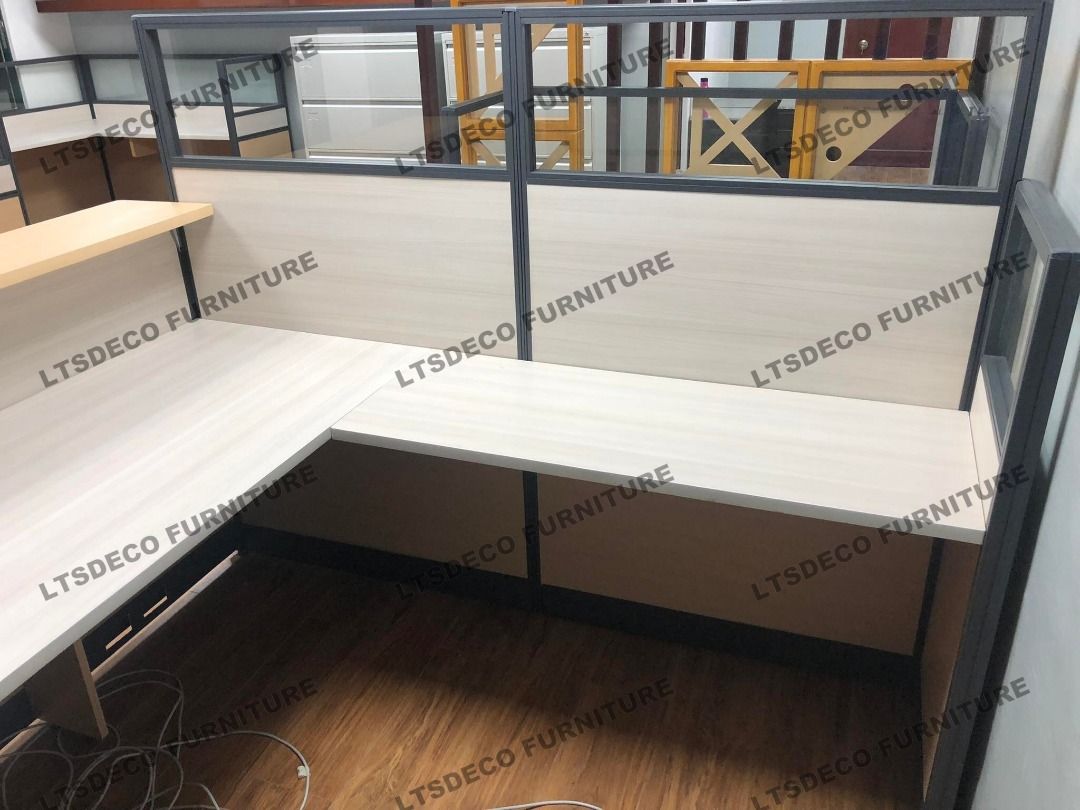 L-Shape Cubicle with Counter Top Office Partition, Furniture & Home ...
