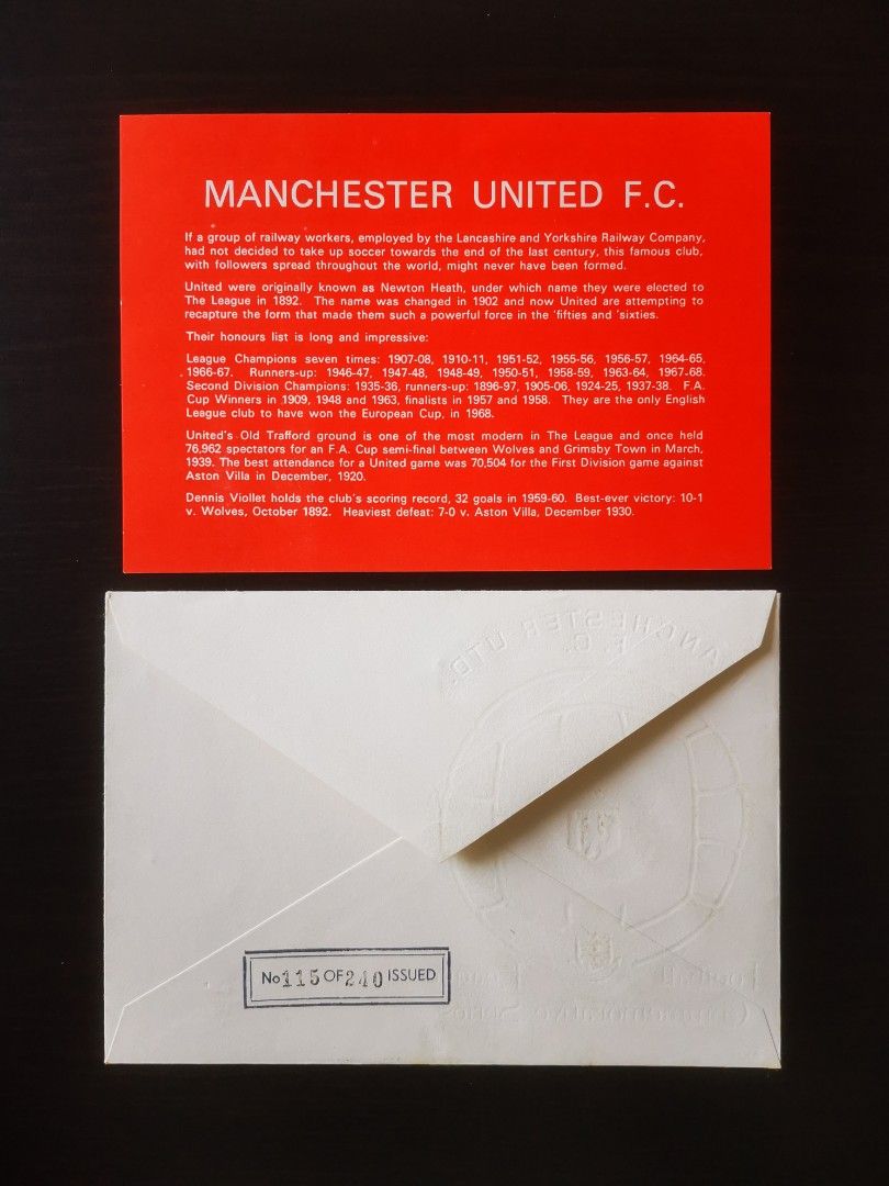 Manchester Utd F.C. 70th Anniversary 1972 Commemorative Cover, Hobbies ...
