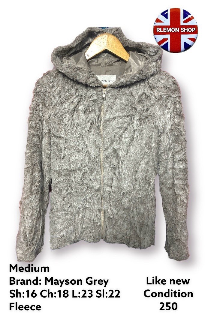 Mayson Grey Fleece Hoodie Jacket, Women's Fashion, Coats, Jackets and Outerwear on Carousell
