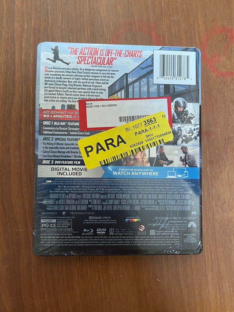 Sealed but Partially Dented Mission Impossible Fallout Bluray Disc ...