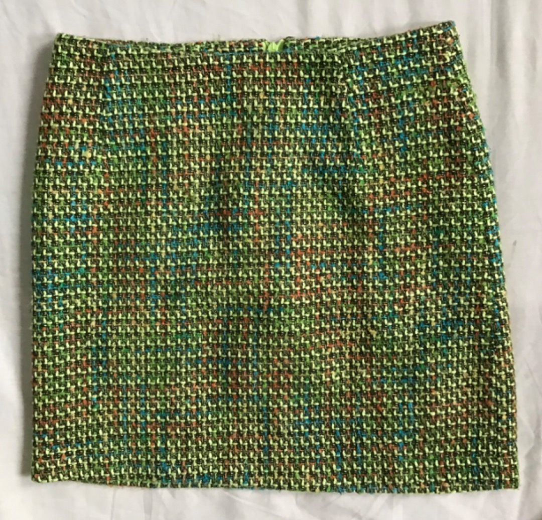 Neon Green Tweed Skirt, Women's Fashion, Bottoms, Skirts on Carousell
