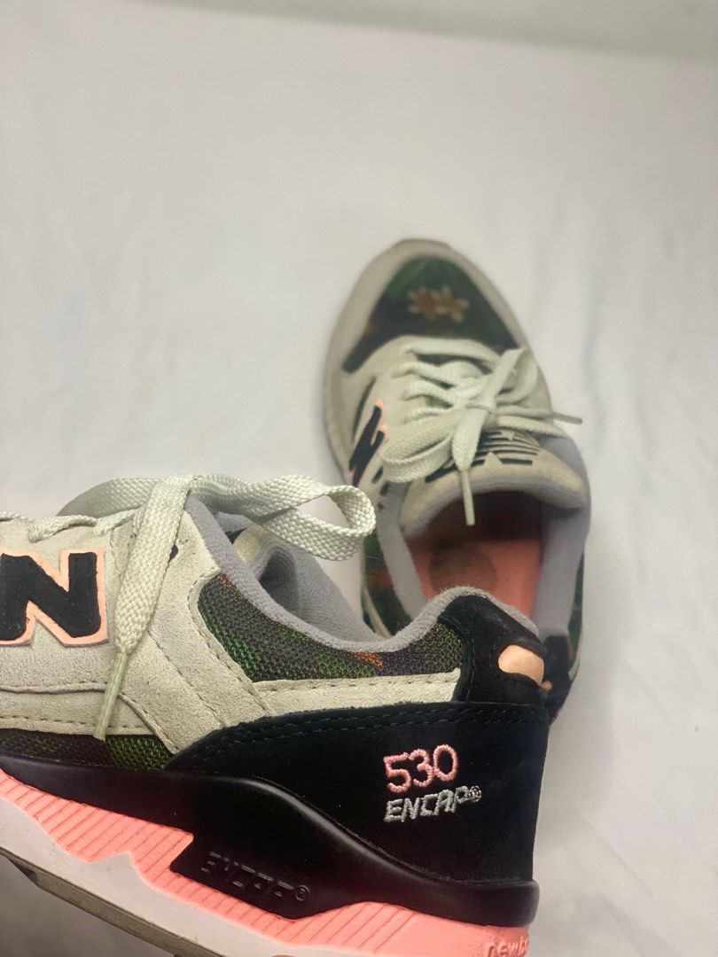 New Balance 530 Encap - Grey Suede Black Floral, Women's Fashion ...
