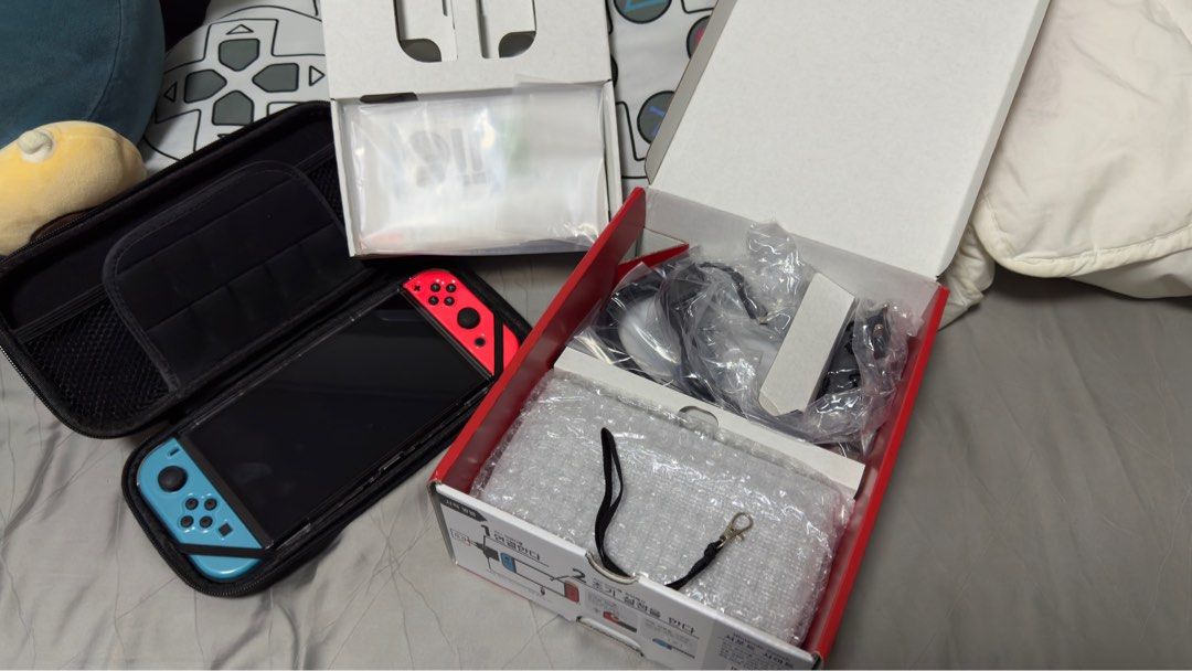 Nintendo Switch OLED (Red and Blue), Video Gaming, Video Game Consoles ...