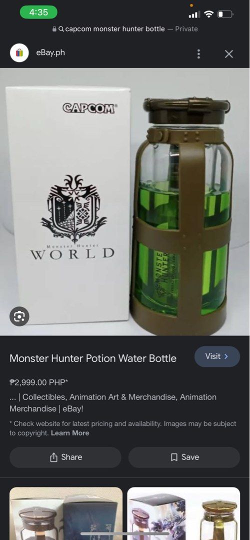 original capcom monster hunter potion watter bottle with box, Hobbies ...