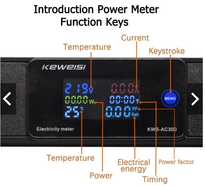 PDU digital display ammeter power distribution unit expansion 16A socket with lightning ...