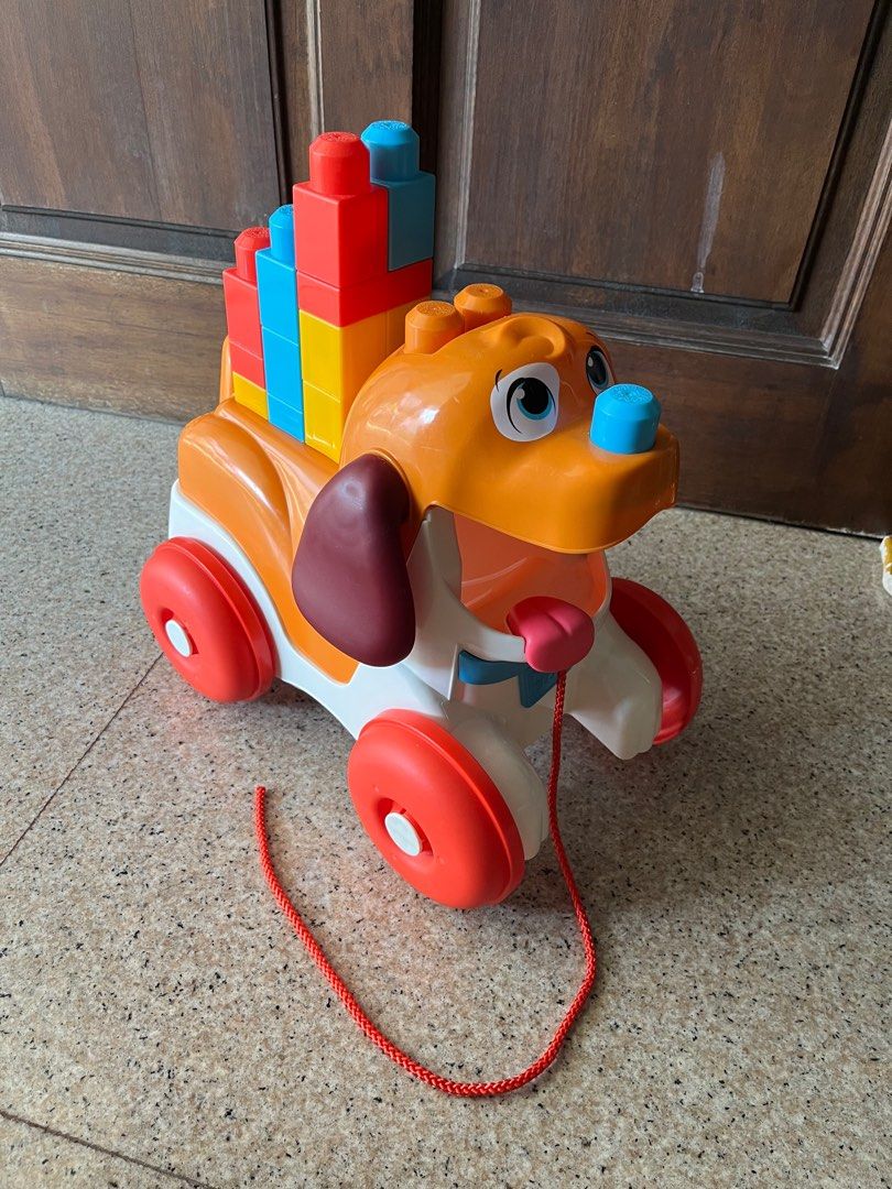 Poopy the puppy walk along toy with megabloks building blocks/bricks ...