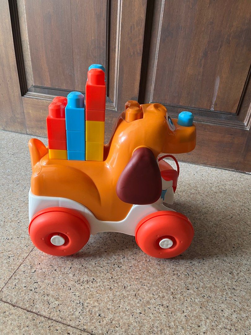 Poopy the puppy walk along toy with megabloks building blocks/bricks ...