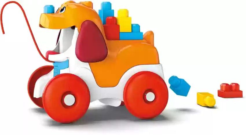 Poopy the puppy walk along toy with megabloks building blocks/bricks ...