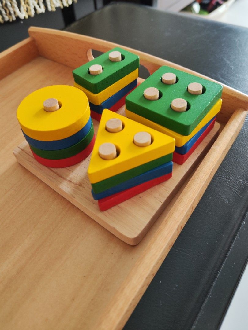 Punggol pick-up | Wooden geometric shape sorter peg toy 18 months+ ...