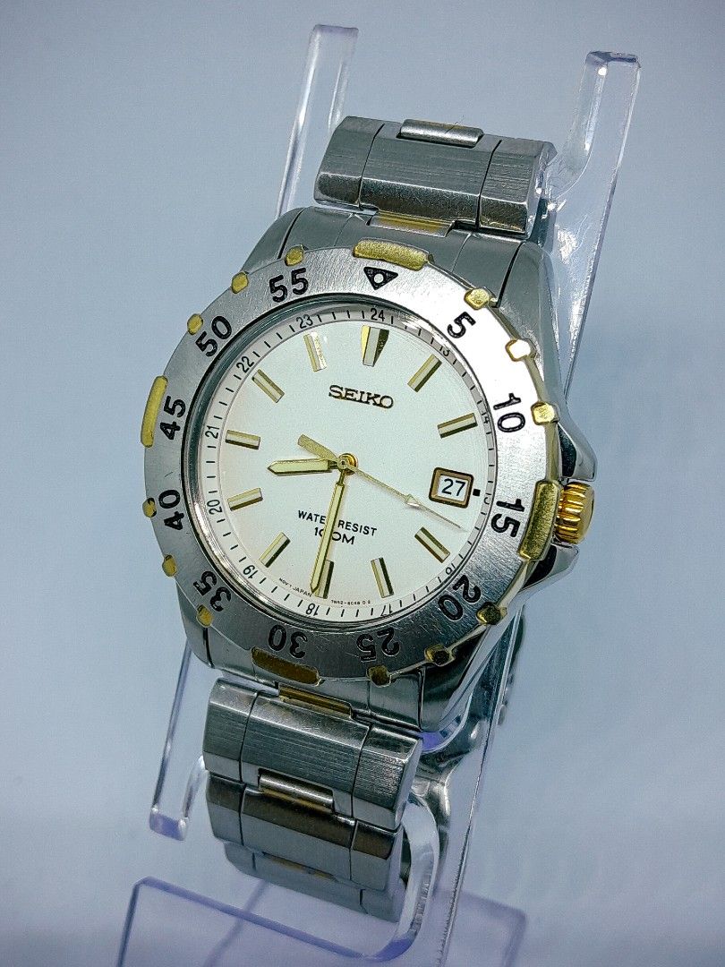 Rare Vintage Seiko Two-Tone Quartz Divers 100M Watch, Men's Fashion ...