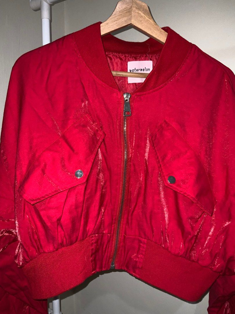 Red bomber jacket, Women's Fashion, Coats, Jackets and Outerwear on ...