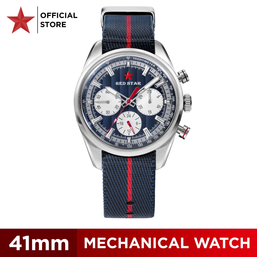 Red Star Blue Dial Chronograph ST1903 Movement Hand Winding Mechanical ...