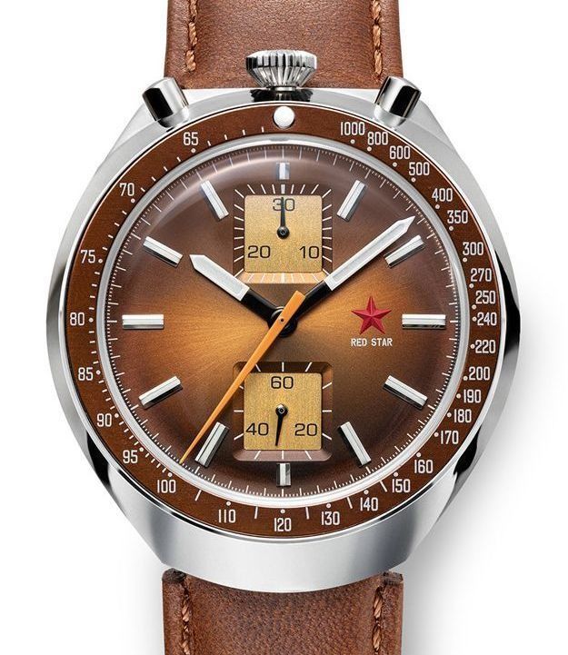 Red Star Bull Head Brown Dial Leather Strap Mechanical Hand Winding ...